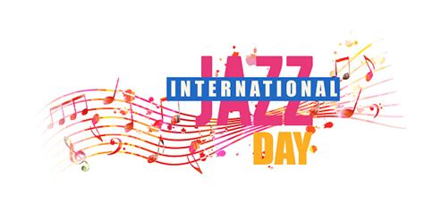 음표가 분리된 국제 재즈의 날 비문 지팡이가 있는 이벤트 축하 포스터 음악 기호가 있는 벡터 재즈 음악 배너 프로모션 전단지