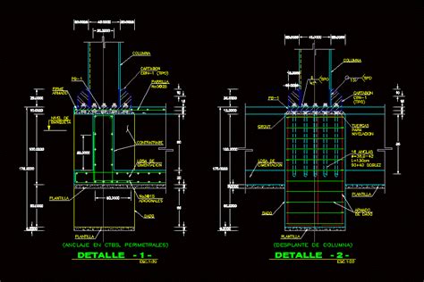 Anchor Steel Column Given Concrete Dwg Detail For Autocad • Designs Cad