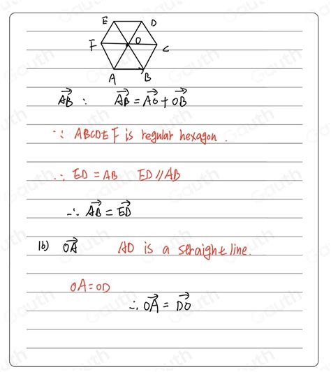 Solved In The Diagram Abcdef Is A Regular Hexagon Whose Diagonals