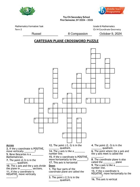 Cartesian Plane Crossword Puzzle Answer Key Pdf