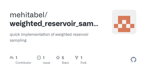 GitHub Mehitabel Weighted Reservoir Sampling Quick Implementation Of Weighted Reservoir Sampling