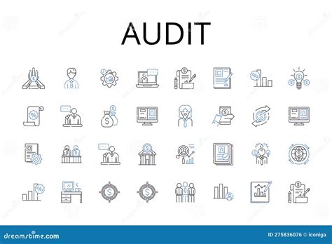 Audit Line Icons Collection Checkup Verification Inspection