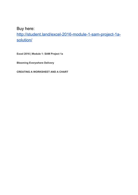 Excel 2016 Module 1 Sam Project 1a Solution Pdf
