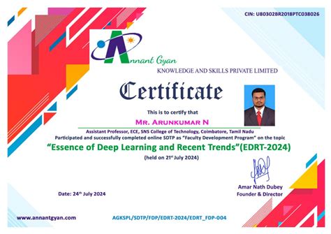 Participated In An Fdp On Essence Of Deep Learning And Recent Trends