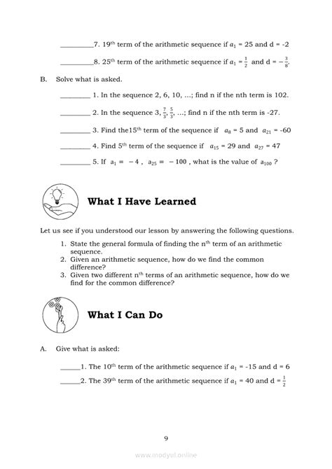 Math 10 Module 3 Arithmetic Means And Nthterm Of An Arithmetic