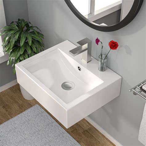 Shaco Wall Mount Sink For Small Bathroom 20x16 Inch Wall Mounted