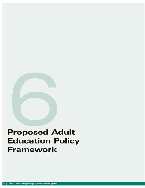Proposed Adult Education Policy Framewor Publications Ontario