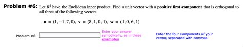 Solved Problem Let R Have The Euclidean Inner Chegg