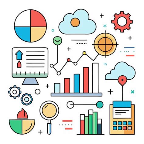 Colorful Data Analysis And Strategy Infographic Icons With Pie Chart