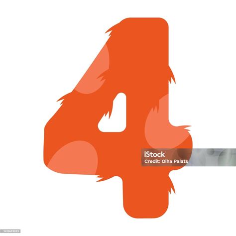 인쇄와 함께 양식화 된 숫자 4 인사말 카드 배너 전단지 엽서 생일 파티 디자인에 적합 4가지 개체에 대한 스톡 벡터 아트 및