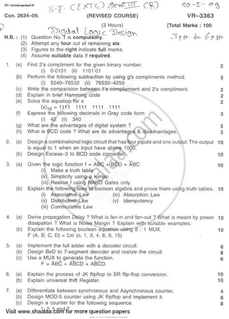 Digital Logic Design BE Electronics And Telecommunication Engineering Semester SE
