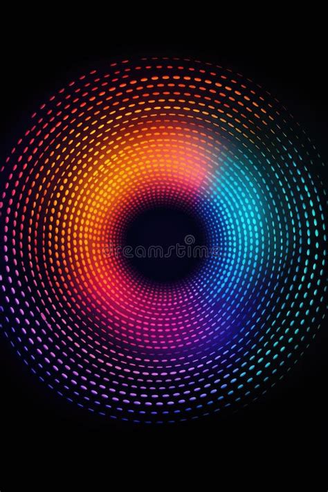 Abstract Circular Design On Black Background Perfect For Graphic Design Projects Stock