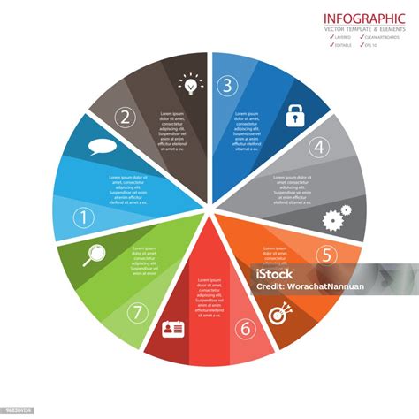 벡터 원형 화살표 인포 그래픽을 설정합니다 다이어그램 그래프 프레 젠 테이 션 및 차트에 대 한 템플릿 7 옵션 부품 단계 또는 프로세스와 비즈니스 개념 추상적인 배경입니다