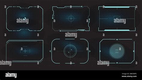 Futuristic Hud Frames For Target Screen And Border Aim Control Panel Screen Elements Set Of Sci
