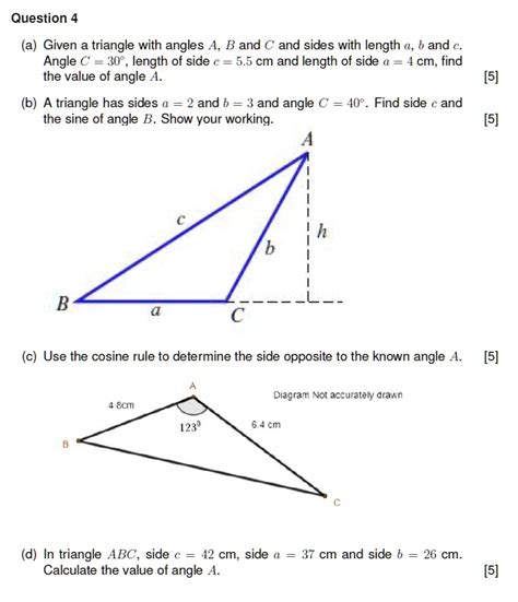 Solved Question 4 A Given A Triangle With Angles A B And C And