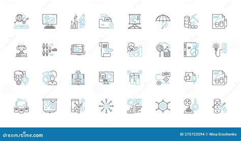 Data Metrics Linear Icons Set Analytics Metrics Statistics Kpis