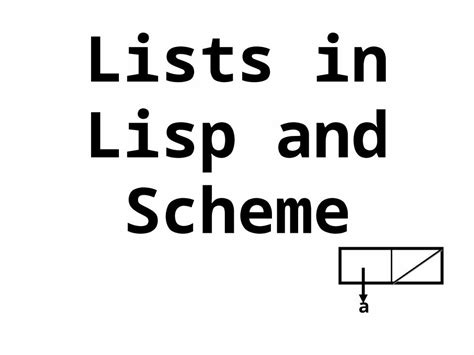 Ppt Lists In Lisp And Scheme A Lists Are Lisps Fundamental Data