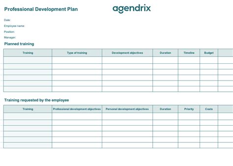 Free Excel Professional Development Plan Template Agendrix