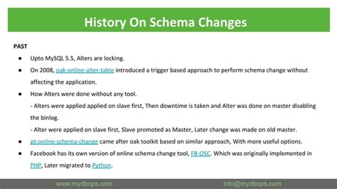 Handling Schema Changes Using Pt Online Schema Change PPT