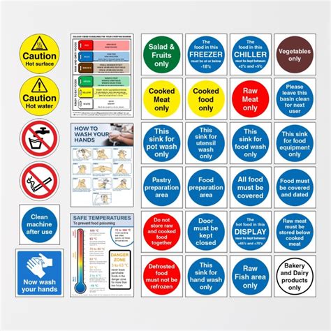 Set Of Kitchen Hygiene Signs Set Of 33 Aston Safety Signs
