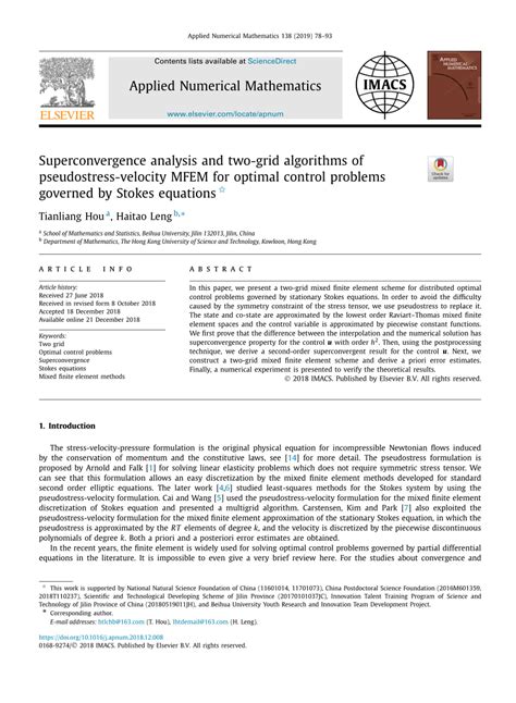 Pdf Superconvergence Analysis And Two Grid Algorithms Of Pseudostress Velocity Mfem For
