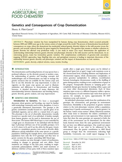 Flint Garcia 2013 Genetics And Consequences Of Crop Domestication Pdf