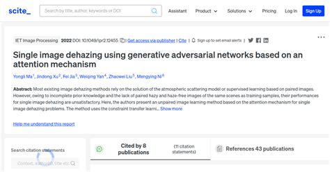 single image dehazing using generative adversarial networks based on an