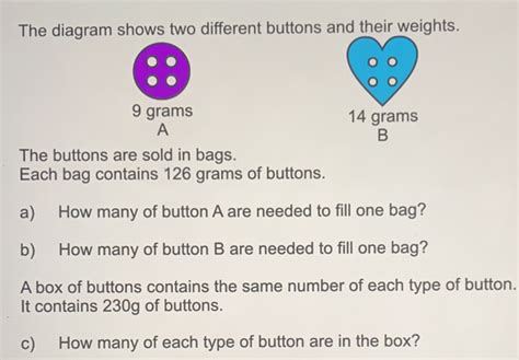 Solved The Diagram Shows Two Different Buttons A Their Weights 9