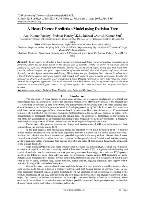 Pdf A Heart Disease Prediction Model Using Decision Tree