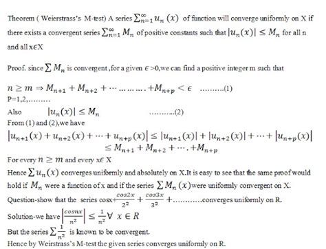 weierstrass m test of uniform convergence mathematics satyam