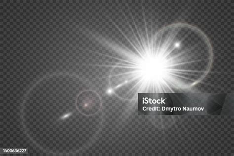 Kilatan Lensa Khusus Efek Cahaya Lampu Kilat Memancarkan Sinar Dan Lampu Sorot Illust Cahaya