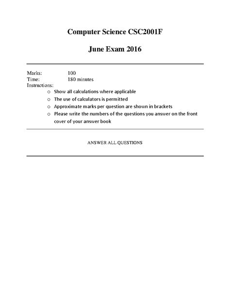 csc2001 f june exam 2016 solns computer science csc2001f june exam