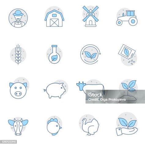 농업 아이콘 세트 벡터 그림입니다 농업 심기 비료 가축 등의 아이콘이 포함되어 있습니다 웹 디자인 모바일 앱 건물 외관에 대한 스톡 벡터 아트 및 기타 이미지 Istock