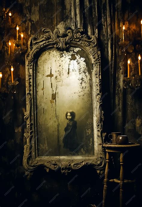 Premium Ai Image Spelled Horror Vintage Classic Mirror Haunted Mirror