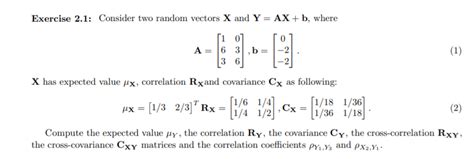 Solved Exercise Consider Two Random Vectors X And Chegg