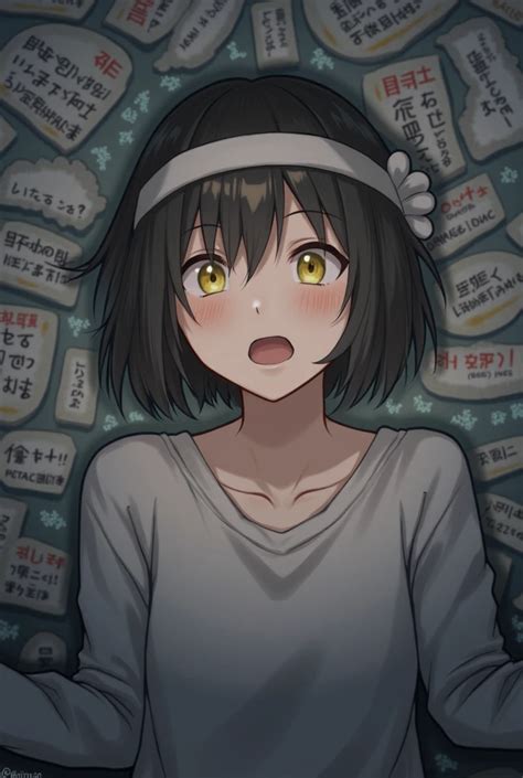 Rule 34 Anime Style Big Eyes Brown Hair Open Mouth Small Body Yellow