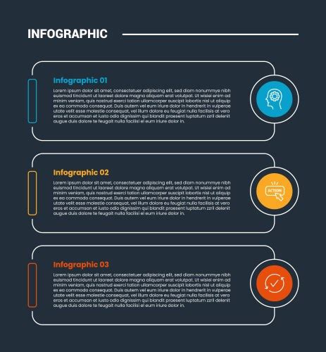 Process Stages Workflow Infographic Dark Outline Vector Image