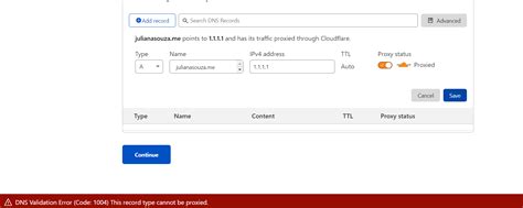 Dns Validation Error Code 1004 This Record Type Cannot Be Proxied · Issue 132 · Stephenou