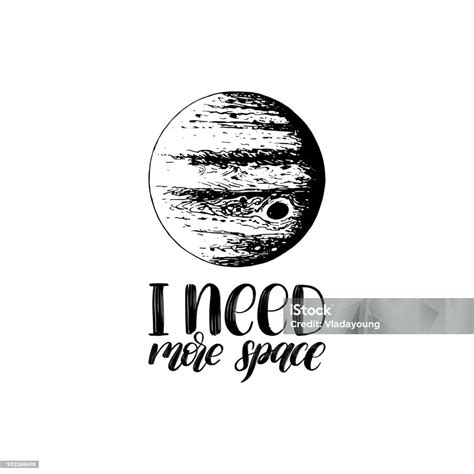 손 나에 레터링 흰색 배경에서 더 많은 공간을 필요 목성 행성의 벡터 그림을 그려 서 예 타이 포 그래피 개념에 대한 스톡 벡터 아트 및 기타 이미지 Istock