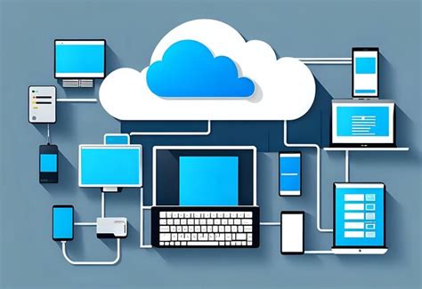 Cloud Based Technology On A Light Gray Background With Blue Clouds Premium Ai Generated Image