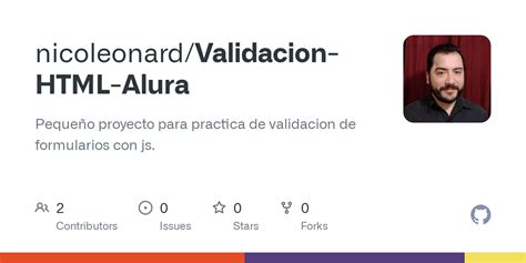 GitHub nicoleonard Validacion HTML Alura Pequeño proyecto para practica de validacion de