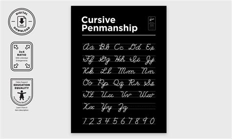 ABC Cursive Script Alphabet Poster STANDARD SIZE Chart OFF