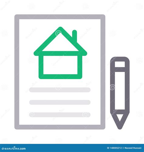 House Document Thin Color Line Vector Icon Stock Vector Illustration