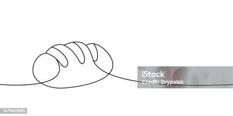 밀 빵 한 줄 연속 그리기 베이커리 과자 제품은 한 줄 그림을 계속합니다 벡터 미니멀리스트 선형 그림입니다 갈색 빵에 대한 스톡