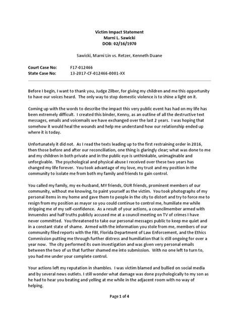 Victim Impact Statement Victimology Plea Bargain