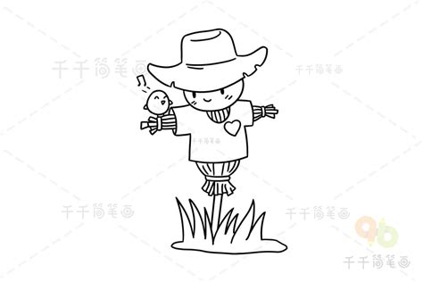 亲子画稻草人简笔画 稻草人简笔画