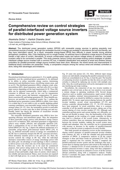 Pdf A Comprehensive Review On Control Strategies Of Parallel Interfaced Voltage Source