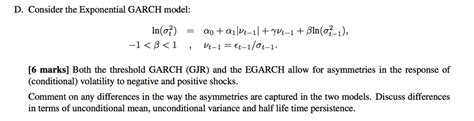 solved consider the exponential garch model 1