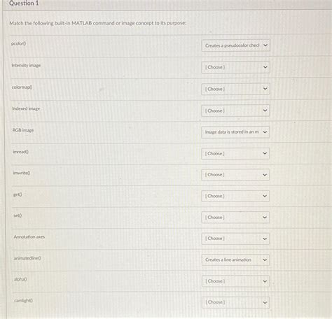 Solved Question 1match The Following Built In Matlab Command
