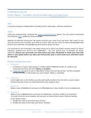 Python Basics Variables Data Types And Operations Comp Course Hero